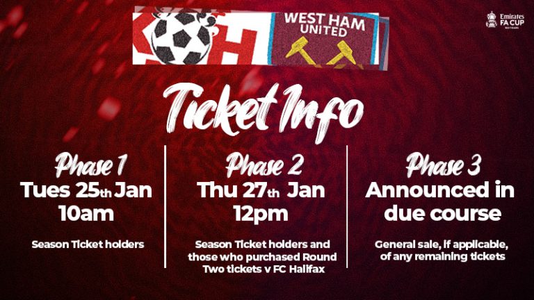 FA Cup: West Ham ticket details - Official Website of the Harriers ...